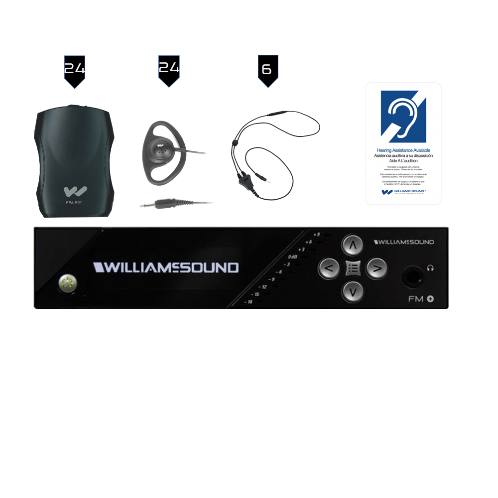 FM 557-24 - Williams Sound - Paquete de sistema FM+ (24 receptores R37 ...